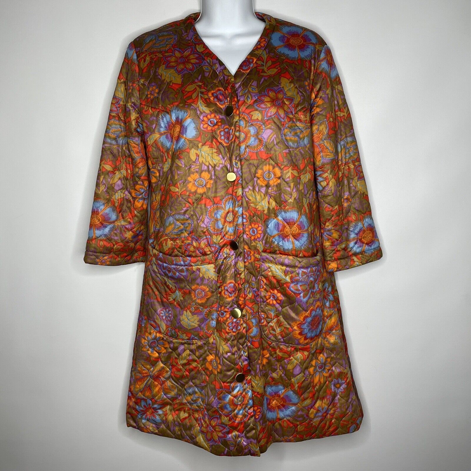 Vintage 70s Vanity Fair Psychedelic Quilted Short Housecoat Robe | Grailed