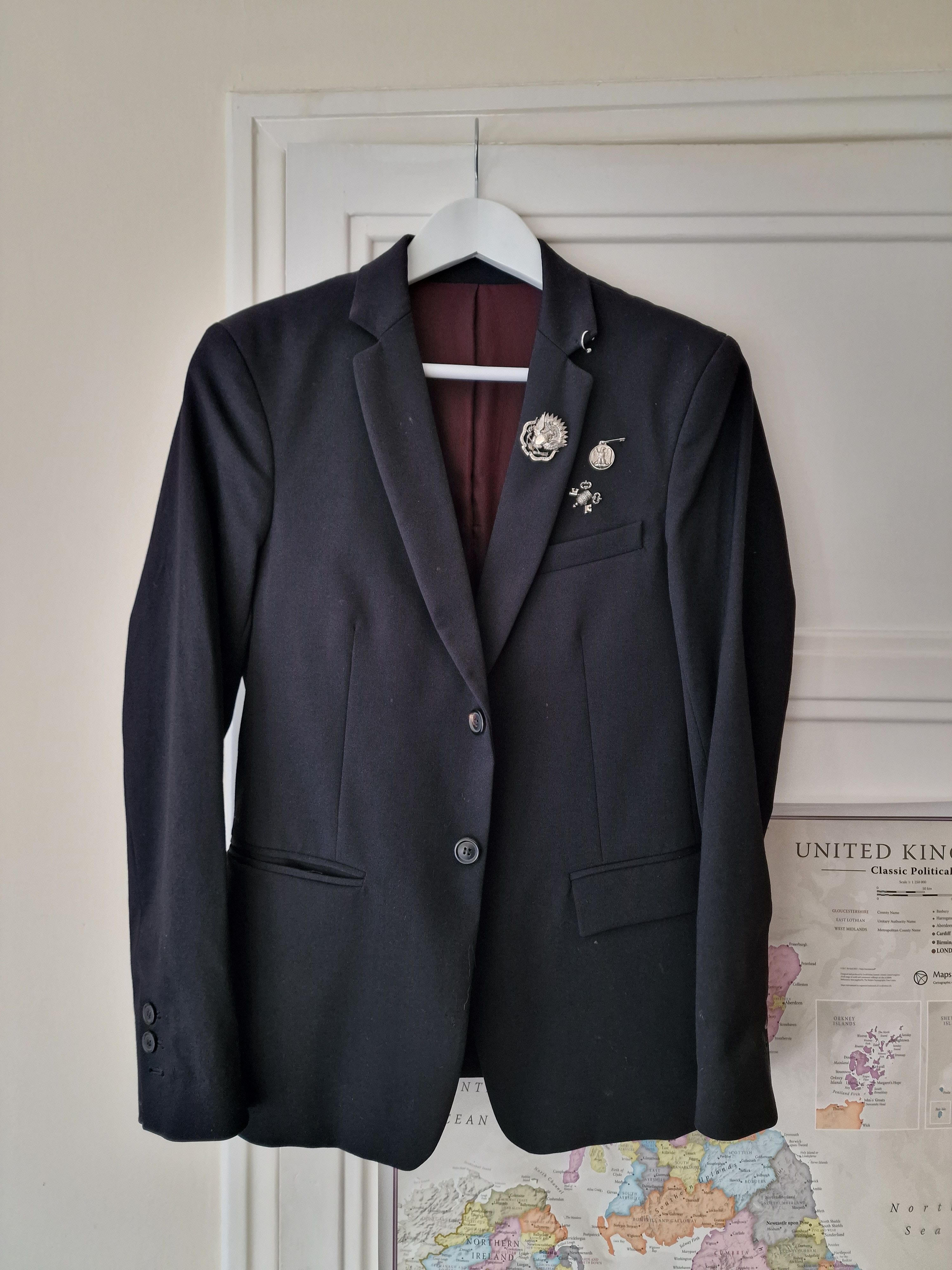 Balmain SS11 Charcoal Crest/Pins Blazer Size 46 | Grailed