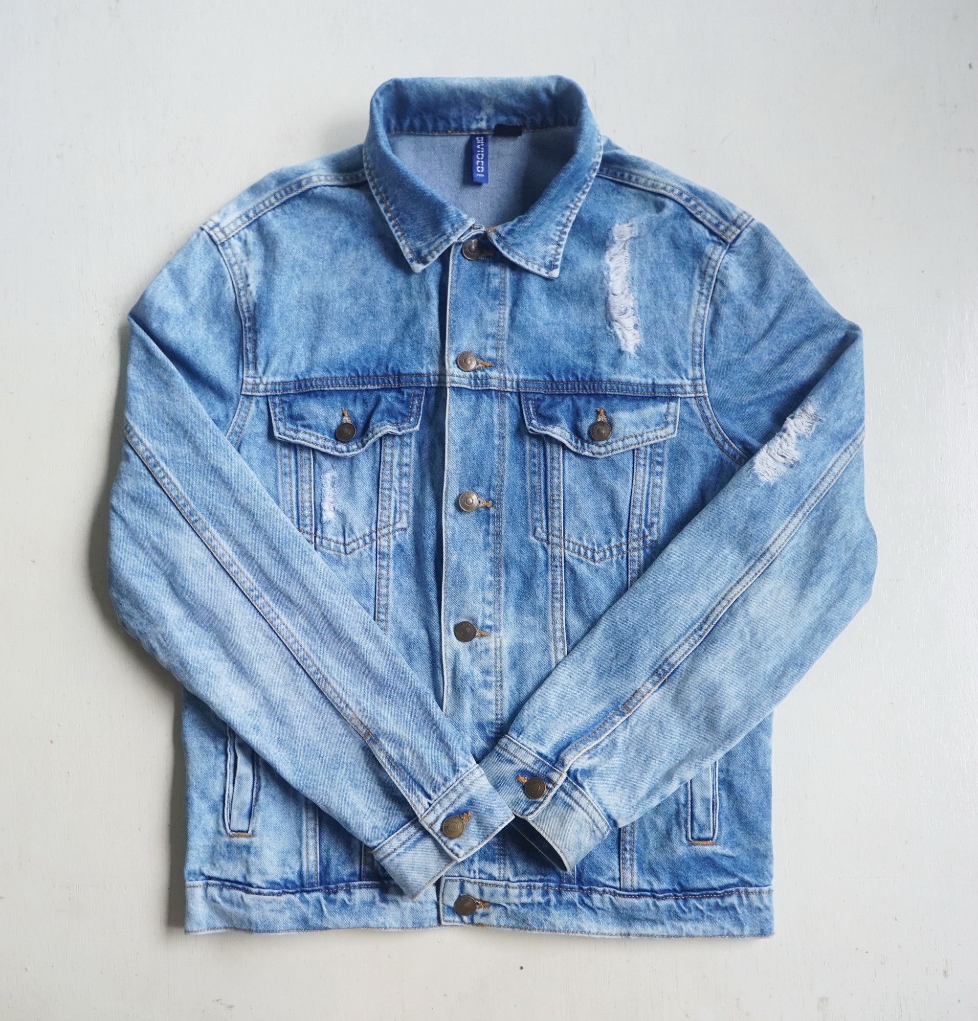 Divided H&M DIVIDED Ripped Distressed Denim Jacket | Grailed