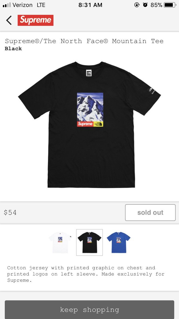 Supreme × The North Face Supreme x TNF Mountain Tee Black | Grailed