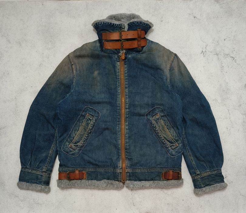 Vintage RARE! Vintage Avirex USA Shearling Denim Jean Jacket | Grailed