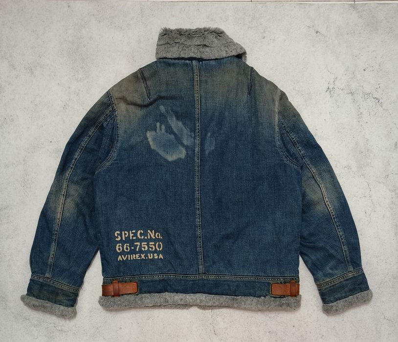 Vintage RARE! Vintage Avirex USA Shearling Denim Jean Jacket | Grailed
