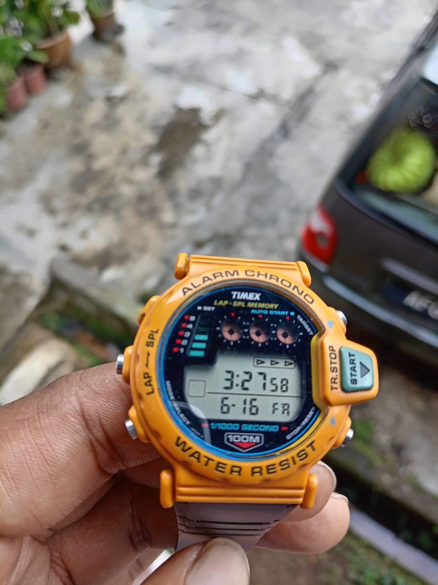 Timex × Vintage Vintage Casio cbx1000 yellow digital watch | Grailed