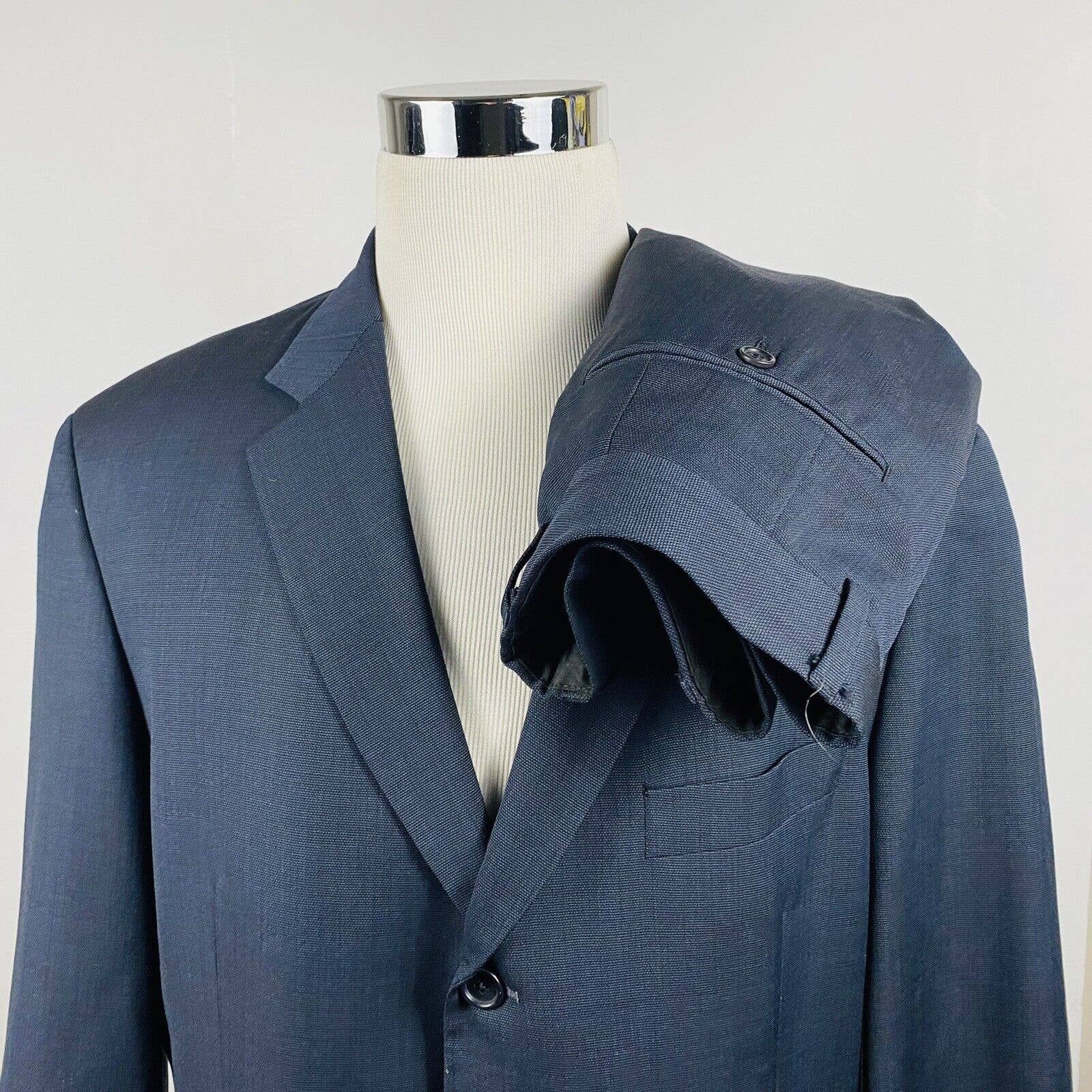 Hugo Boss Hugo Boss 44L Einstein Sigma Suit 36 x 29 Pleated Blue Wool ...