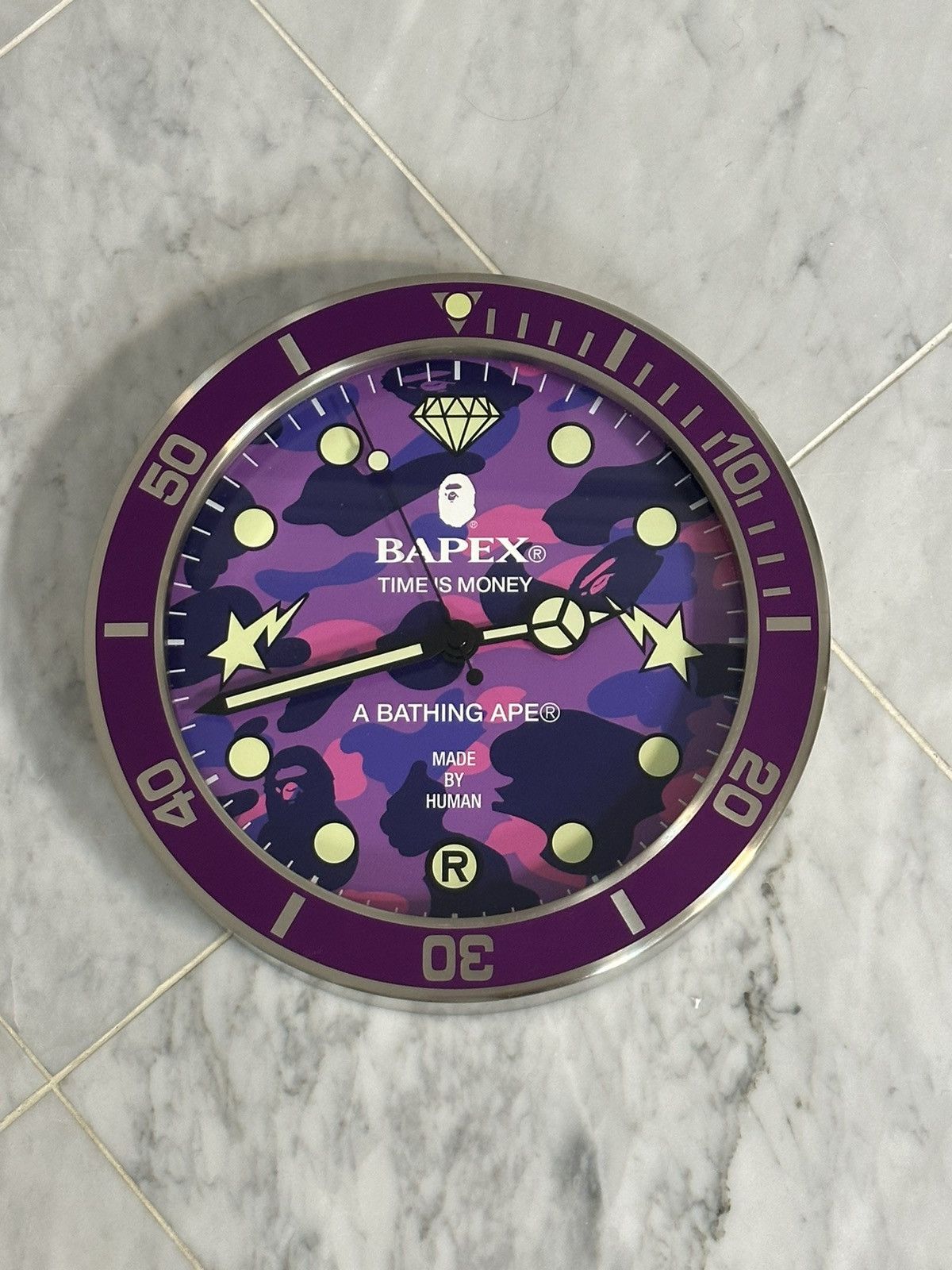 Bape Purple Camo Bapex Wall Clock | Grailed