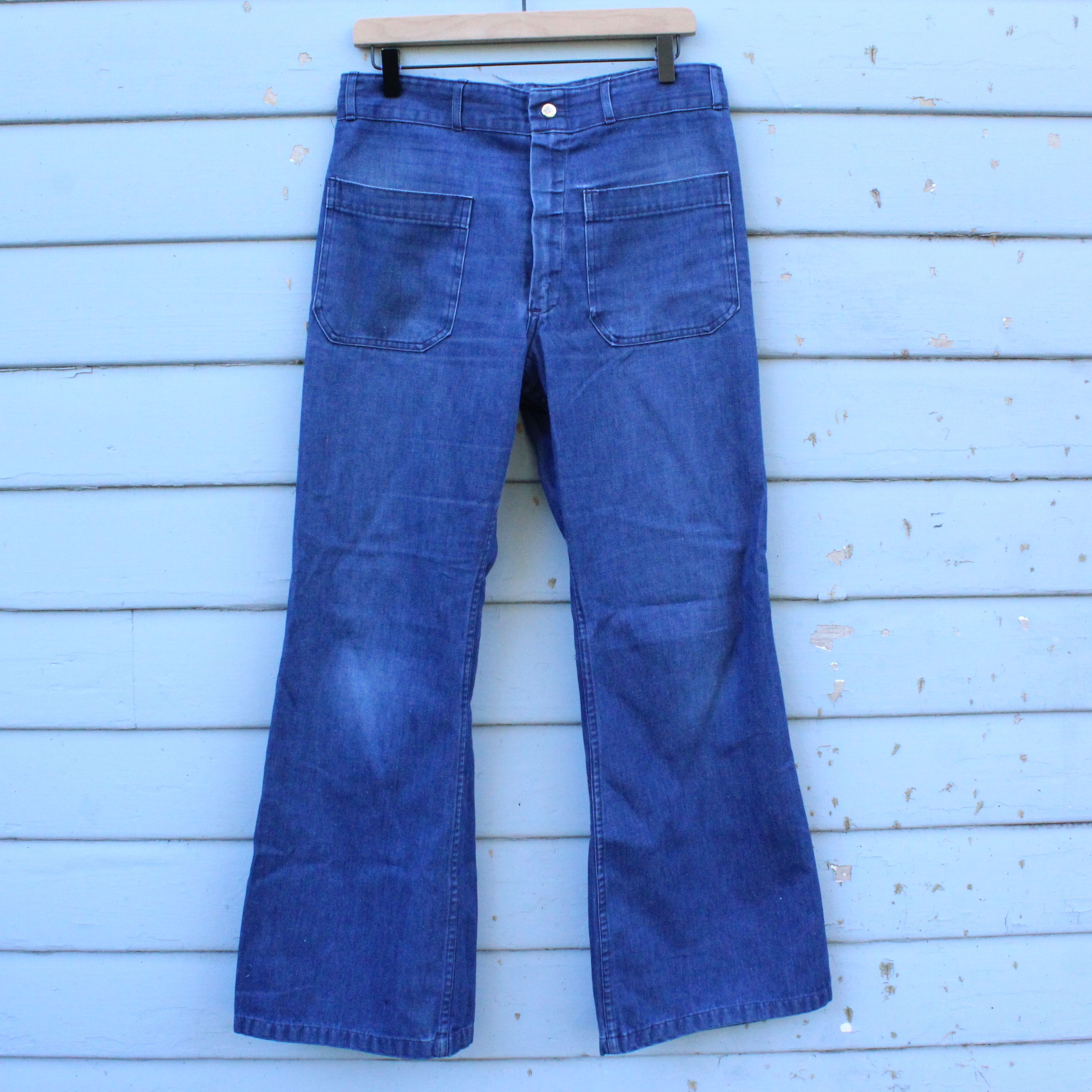 Vintage Vintage Seafarer Dungarees Bell Bottom Denim Jeans Dark | Grailed