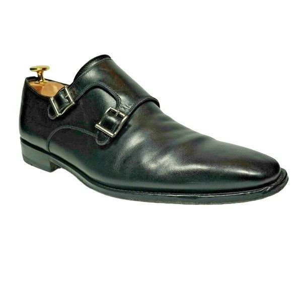 Magnanni Stylish MAGNANNI mens 8.5 / 41 EU black leather double monk ...