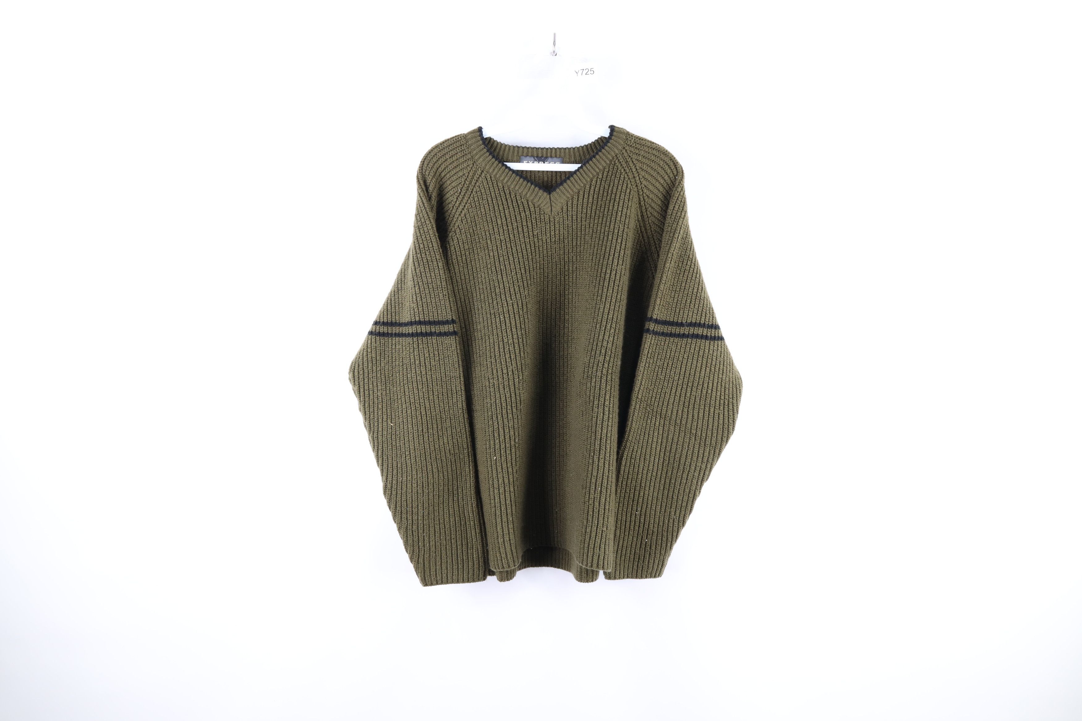 Vintage Vintage 90s Streetwear Chunky Ribbed Baggy Sweater Olive | Grailed