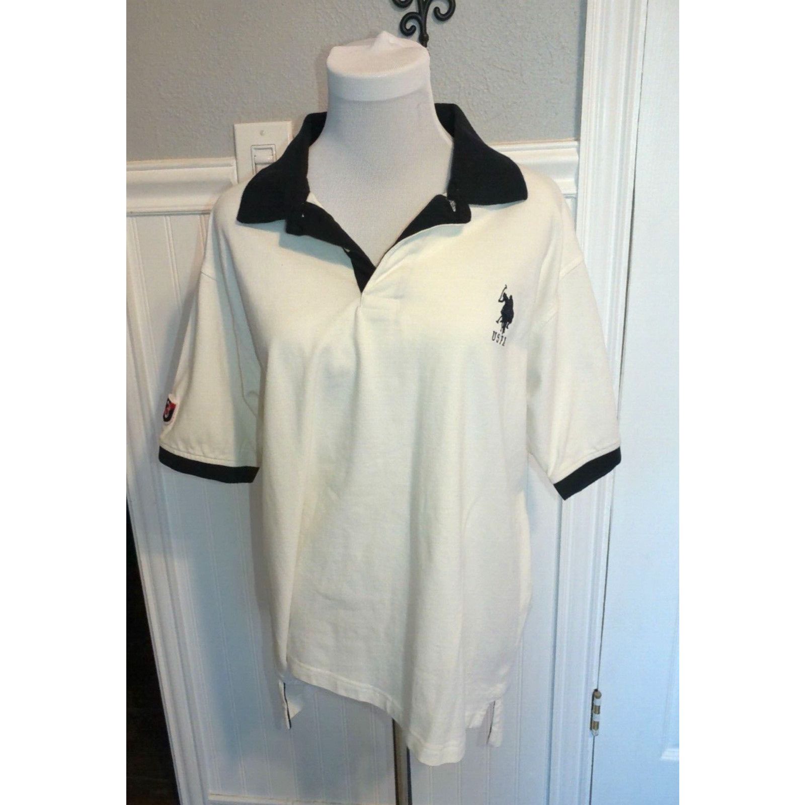 U.S. Polo Assn. Mens USPA US Polo ASSN White Large Navy Gray Pony Logo ...