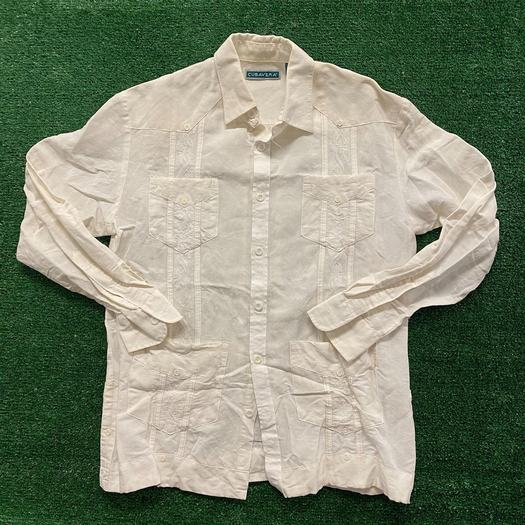 Cubavera × Vintage Cubavera Floral Vintage 4 Pocket Cuban Guayabera ...
