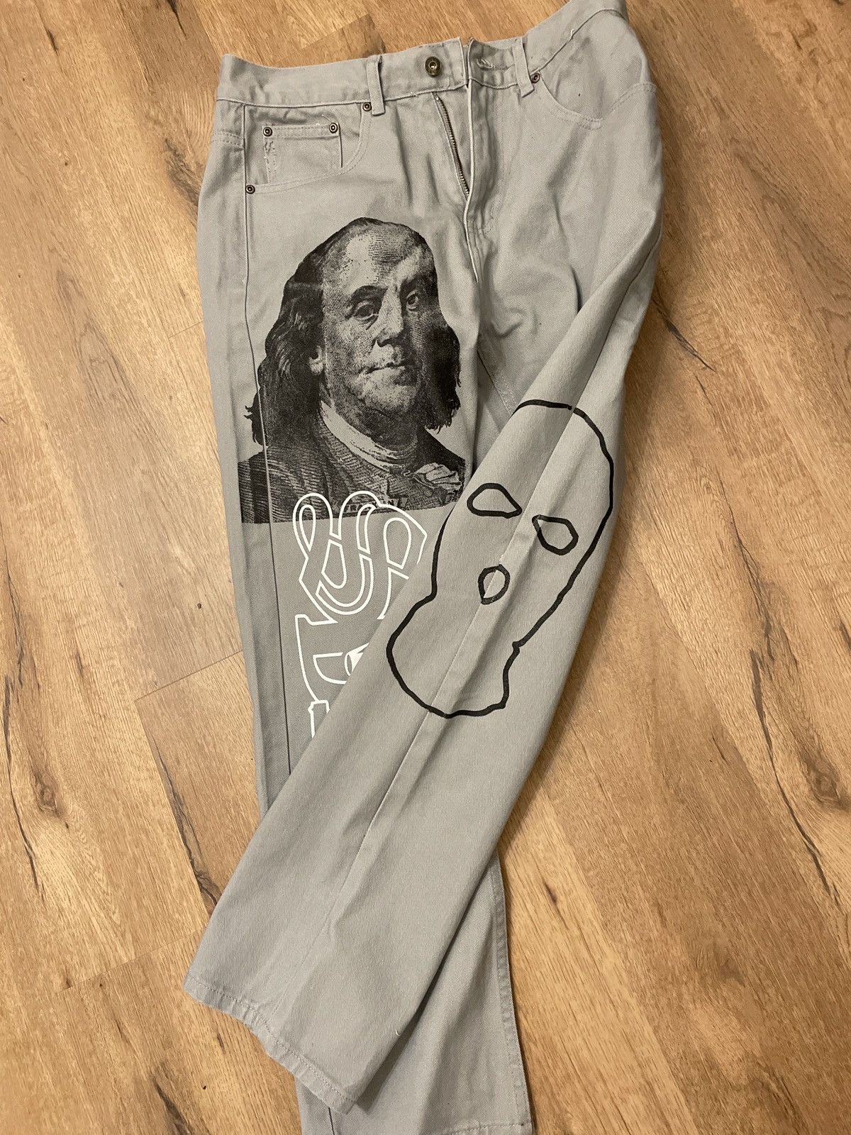 Custom × Designer × Streetwear SkysDaLimit Benjamin Franklin pants ...