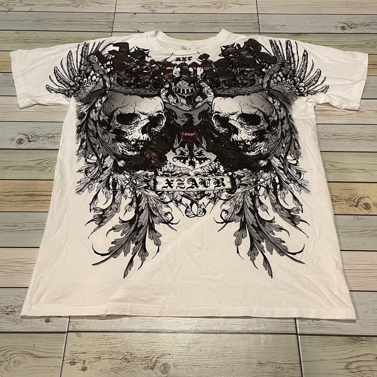 Affliction Xzavier Wings Skulls Y2K Affliction Style Tee Streetwear ...