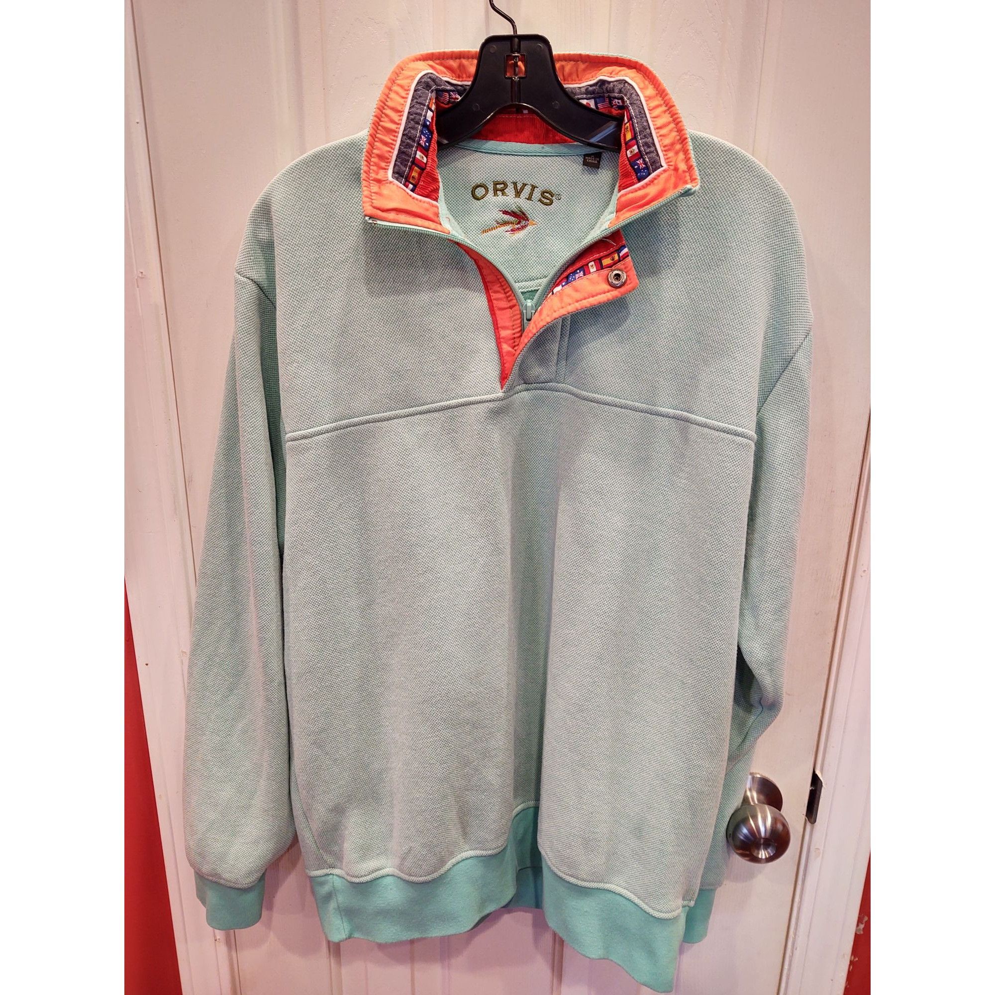 Orvis Orvis Mens Sweater M Pullover 1/4 Zip Green Blue Fleece | Grailed