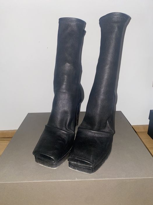 Rick Owens Rick Owens Black Leather Ankle Heels | Grailed