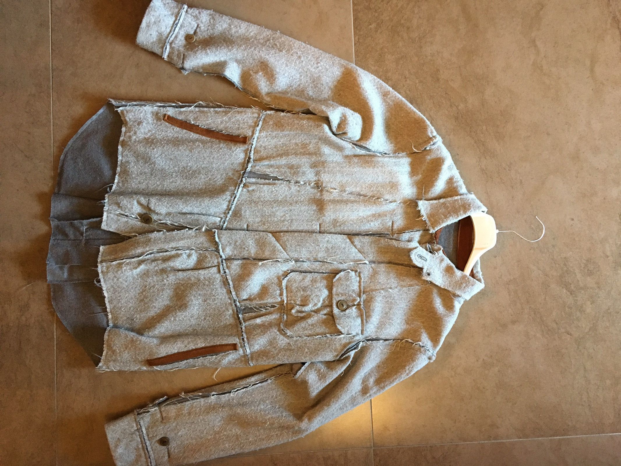 Takahiromiyashita The Soloist. Raw Cut Patchwork Jacket With Leather ...