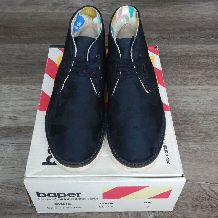 Bape Early 2000s Bape Black Jacquard / Multi Camo Chukka Boots | Grailed