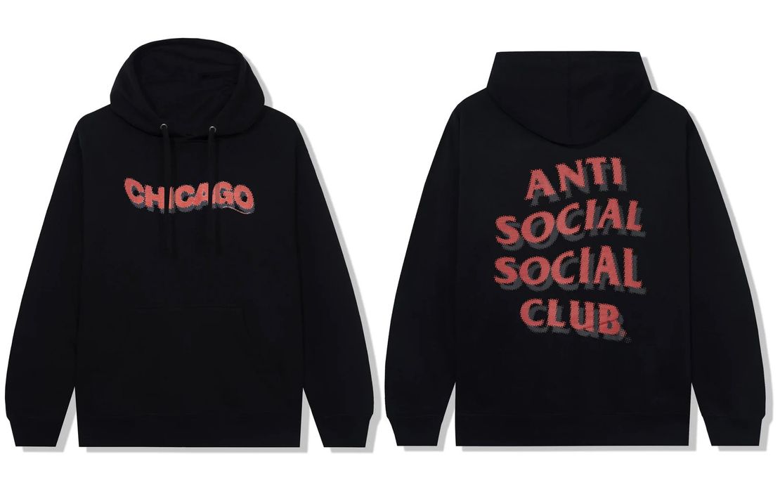 Anti Social Social Club DS Red ASSC Chicago Black Hoodie Bape Kith kaws ...