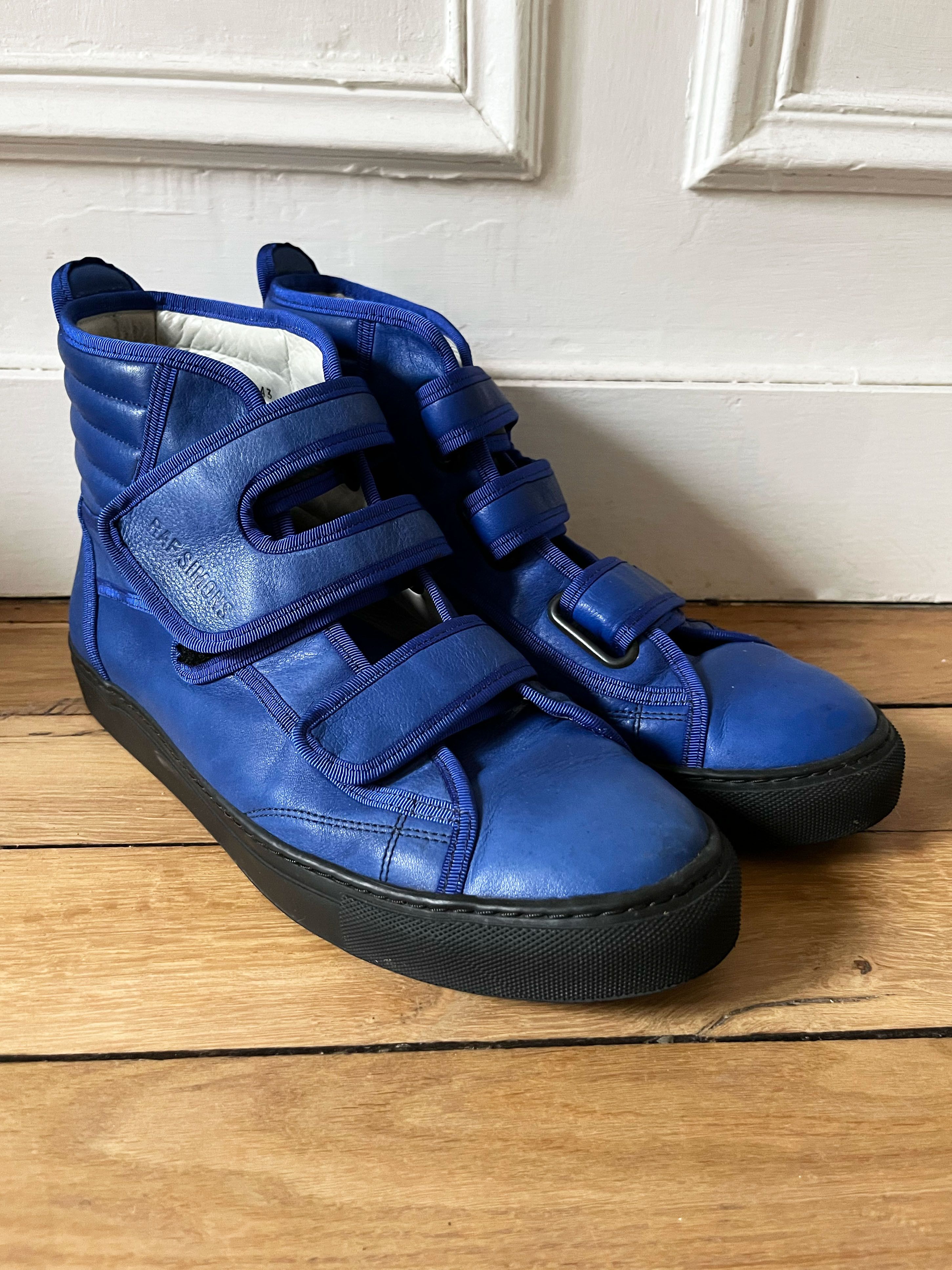 Raf Simons Raf Simons Blue Hi Top Velcro Sneakers | Grailed