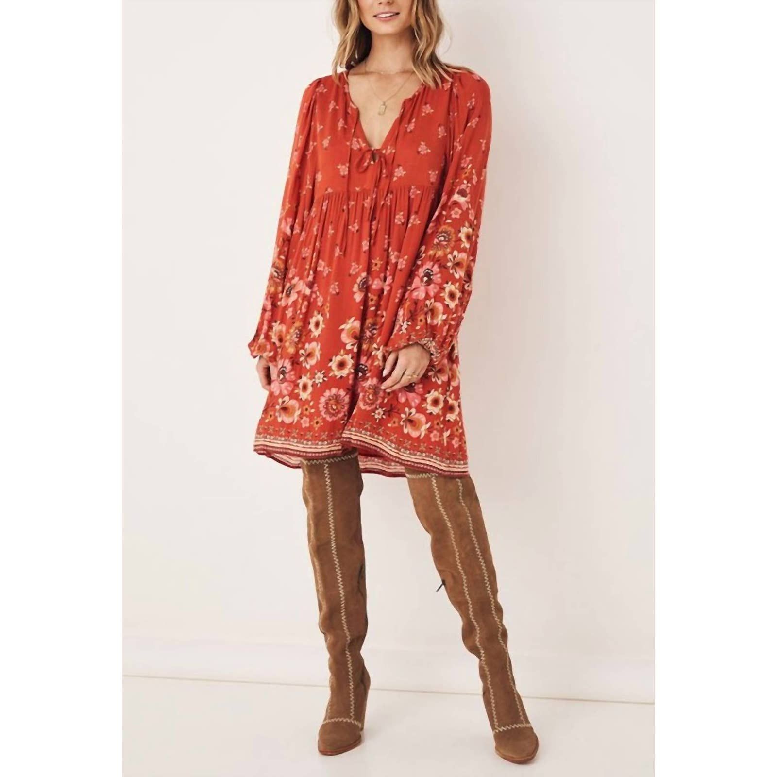 Spell NEW SPELL Joni Tunic Dress In Campfire | Grailed