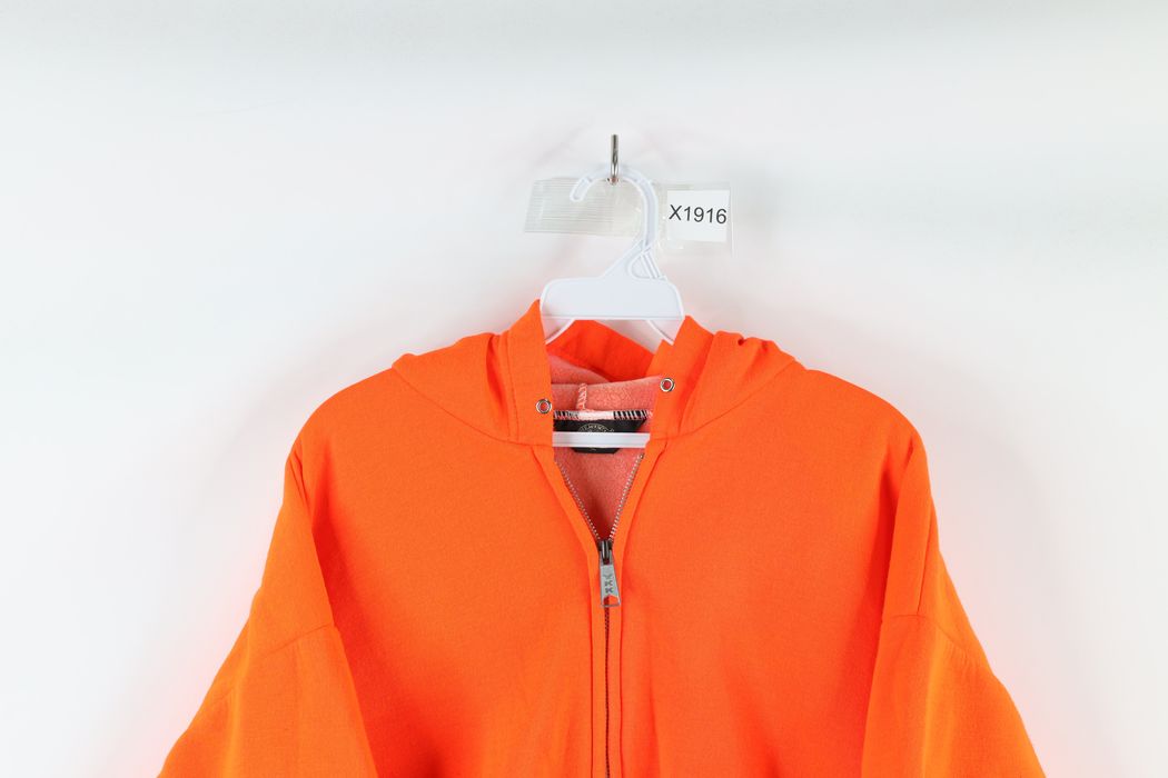 Vintage Vintage 90s Flocked Fleece Full Zip Hoodie Blaze Orange USA ...