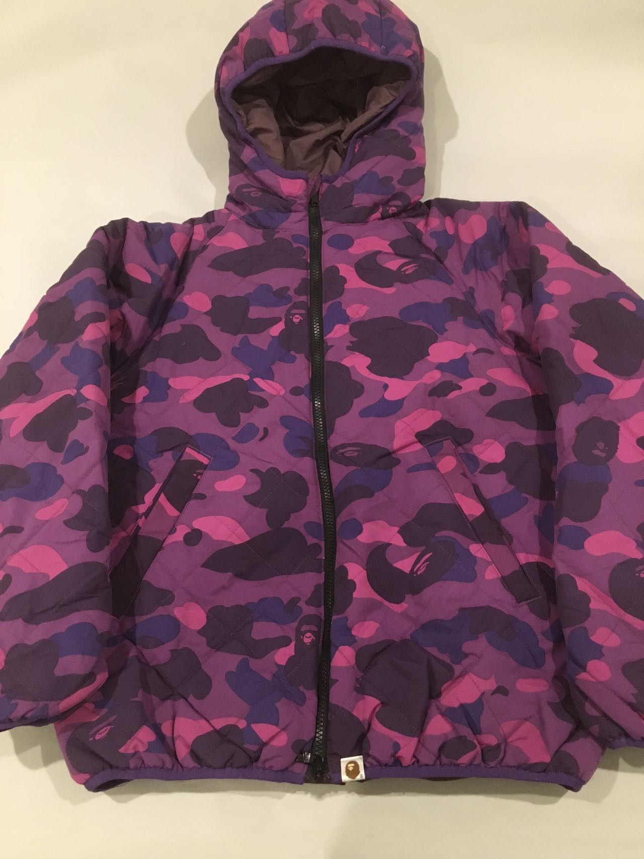 Bape Bape Purple 1st Camo Puffer Hoodie Down Jacket | Grailed
