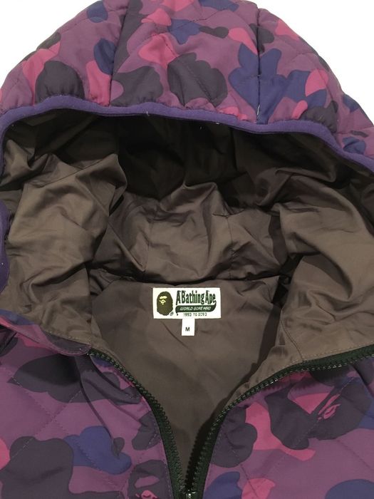 Bape Bape Purple 1st Camo Puffer Hoodie Down Jacket | Grailed