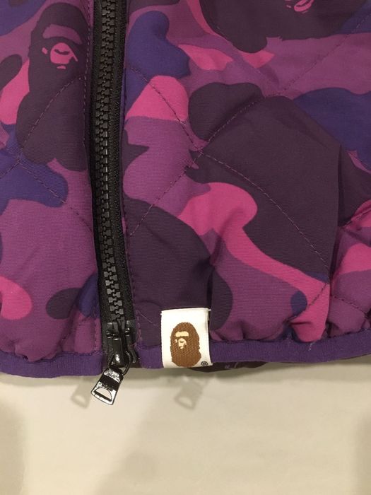 Bape Bape Purple 1st Camo Puffer Hoodie Down Jacket | Grailed