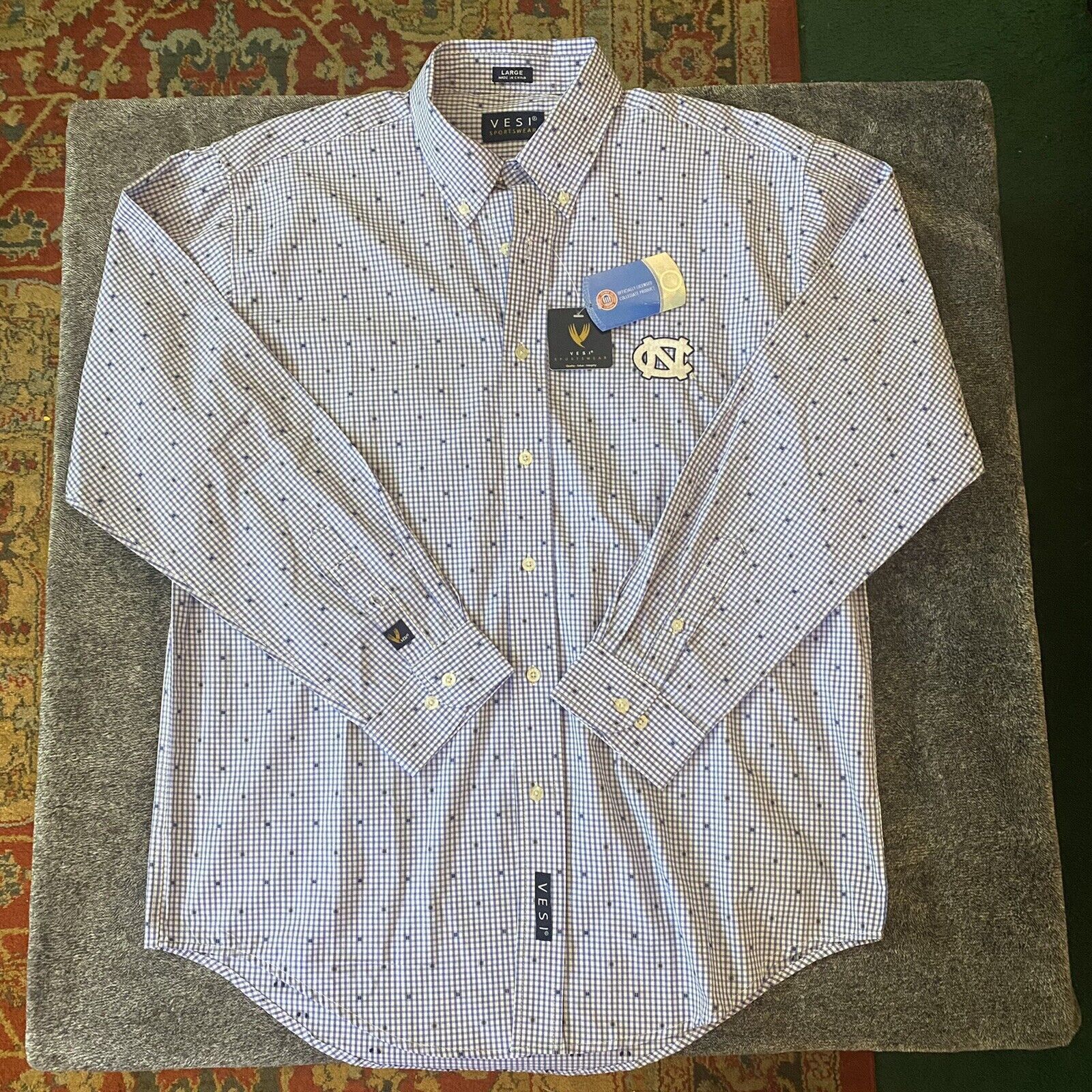 Vintage NWT VESI Sportswear UNC Tarheels Button Down Shirt Blue White ...