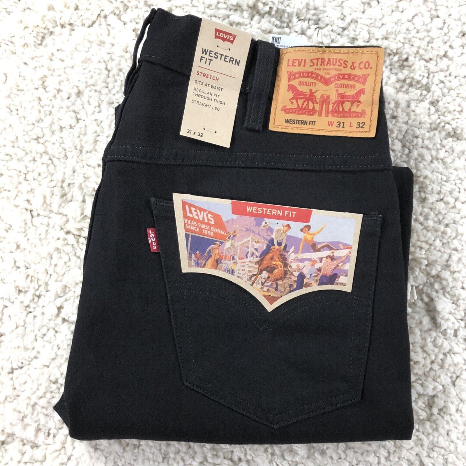 Levi's New Levi's Men's Western Fit Cowboy Jeans Work Wear Black ...