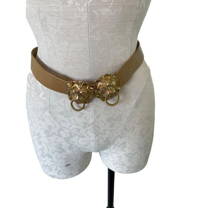 Vintage Mimi Di N Womens Belt One Size Gold Vintage Lion Head Tan | Grailed