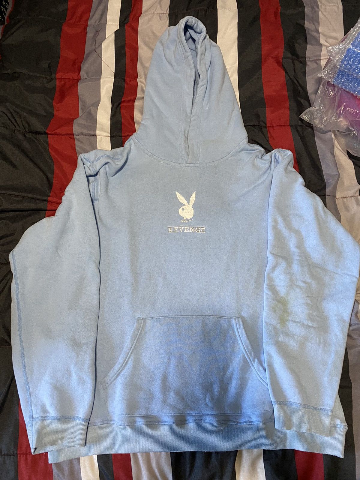 Playboy × Revenge Revenge Playboy Blue Embroidered Trademark Hoodie ...