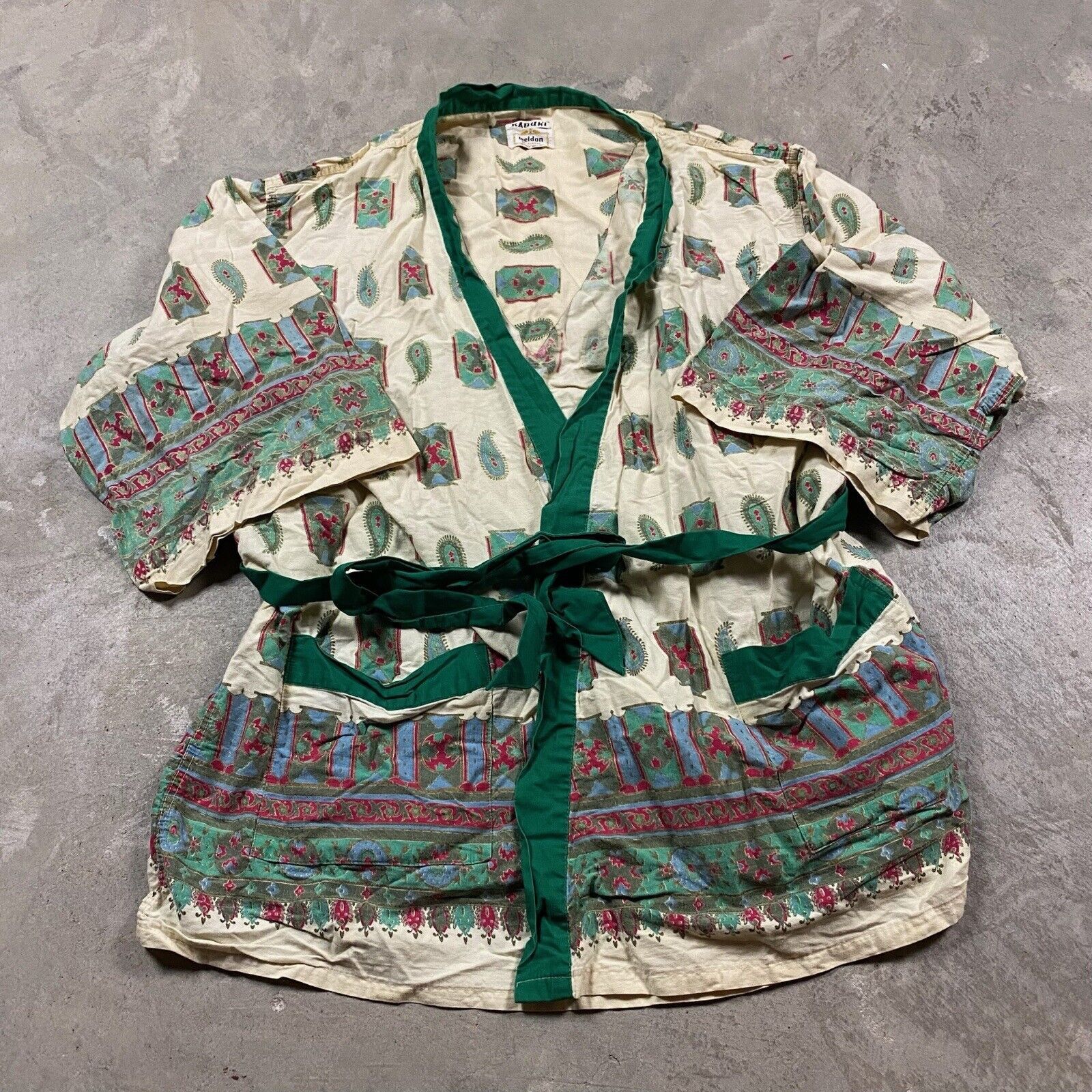 Vintage Vtg 50s 60s Weldon Kabuki ROBE Paisley Lounge Kimono XL Smoking ...