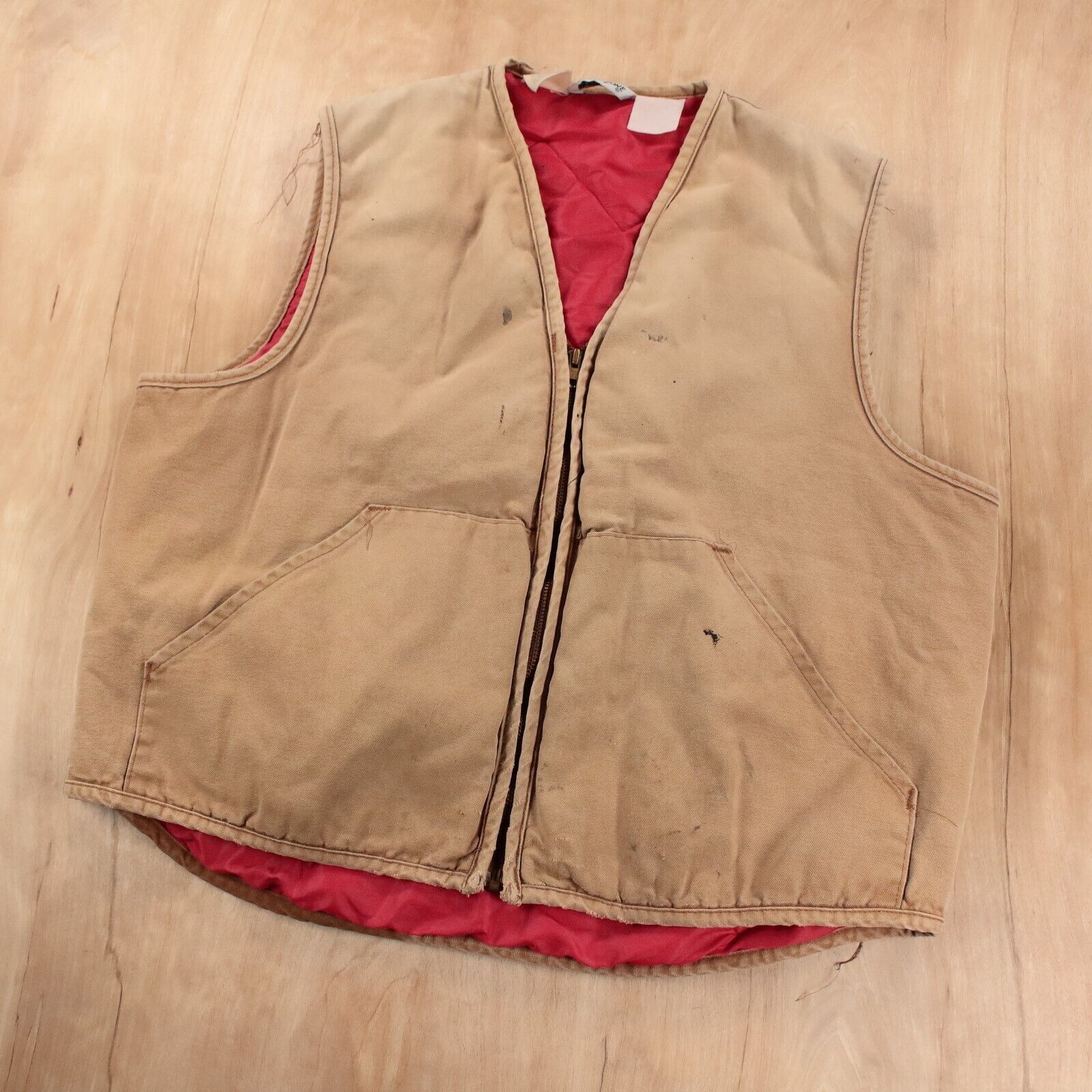 Vintage vtg Zero Zone walls distressed canvas work vest LARGE zip faded ...