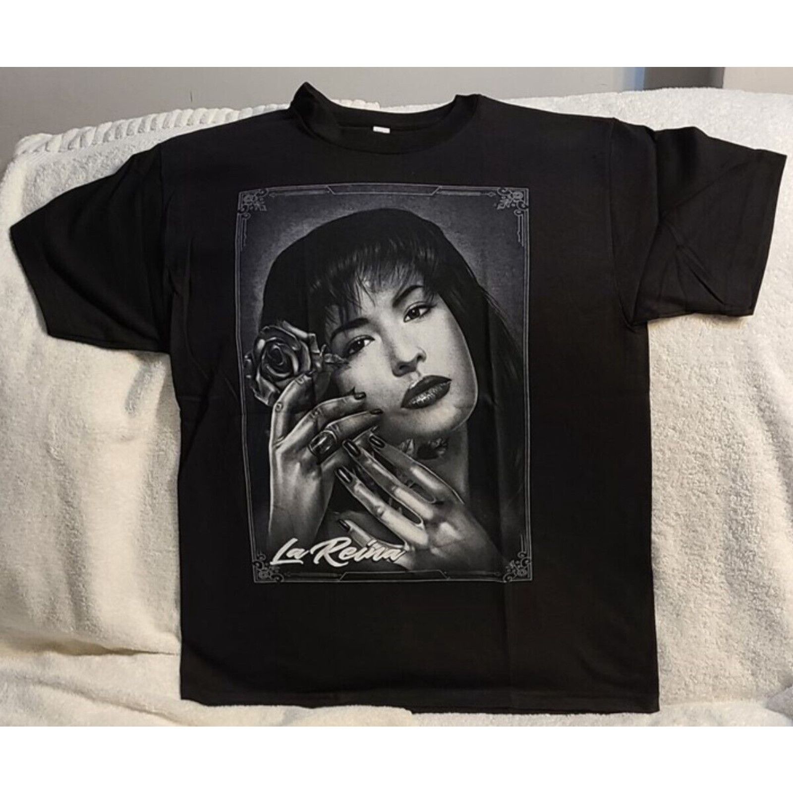 Vintage SELENA MEXICAN SINGER LA REINA MEXICO MUSIC ROSE FLOWER T-SHIRT ...