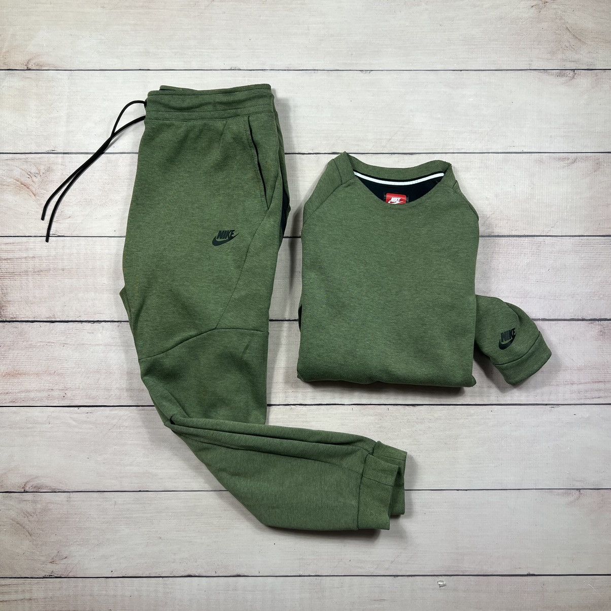 Nike × Streetwear Nike Tech Fleece Set Tracksuit Green Drill Hypebeast | Grailed