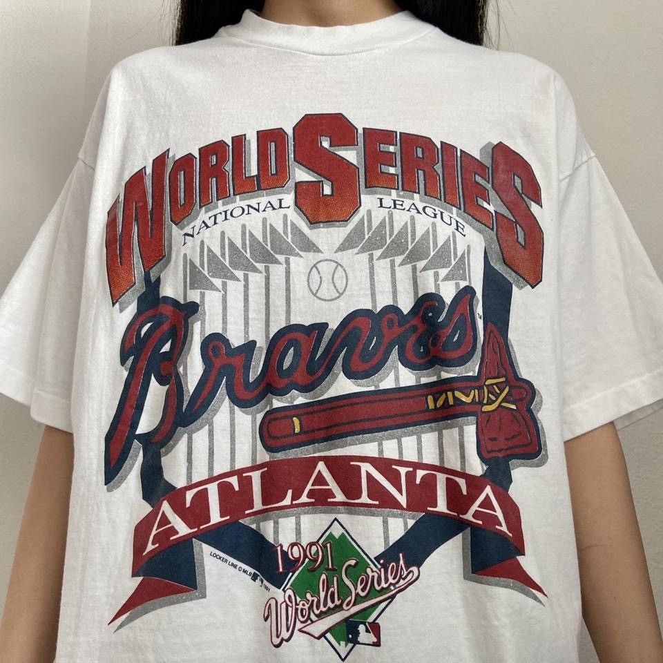 MLB × Vintage Vintage MLB Atlanta Braves 1991 Graphics White Tee Shirt ...