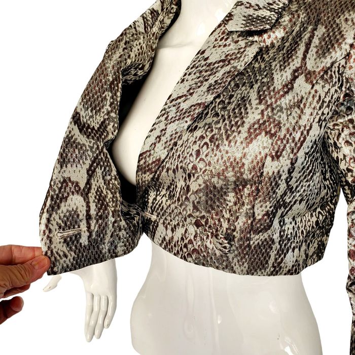Shein Brown Ivory Metallic Cropped Jacket Snake Pattern | Grailed