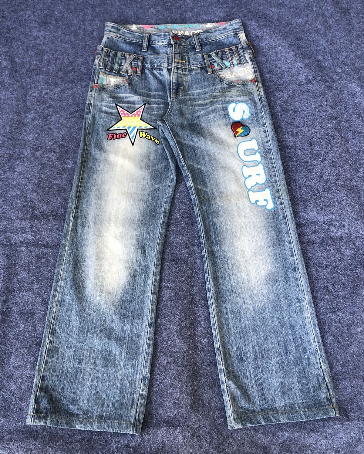 Japanese Brand × Seditionaries vintage’Y2k🔥CLONE DEVGRU🔥Double Waist light Wash Baggy Denim ...