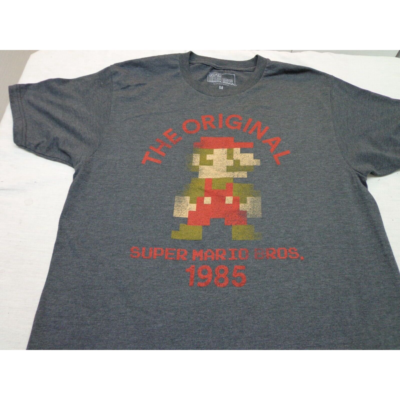 Nintendo Super Mario Brothers T-Shirt The Original Pixel 1985 Gray Mens ...