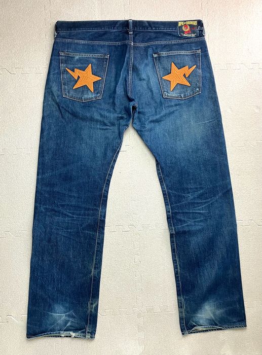 Bape Bape Pocket Logo Bapesta Star Orange Blue Denim XXL | Grailed