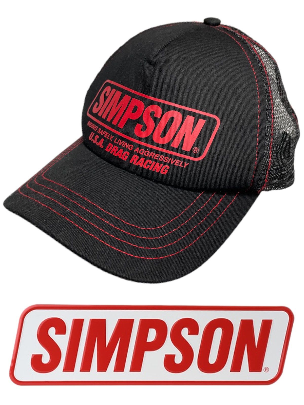 Vintage Vintage Simpson Motorcycle trucker cap helmet usa motorspor ...