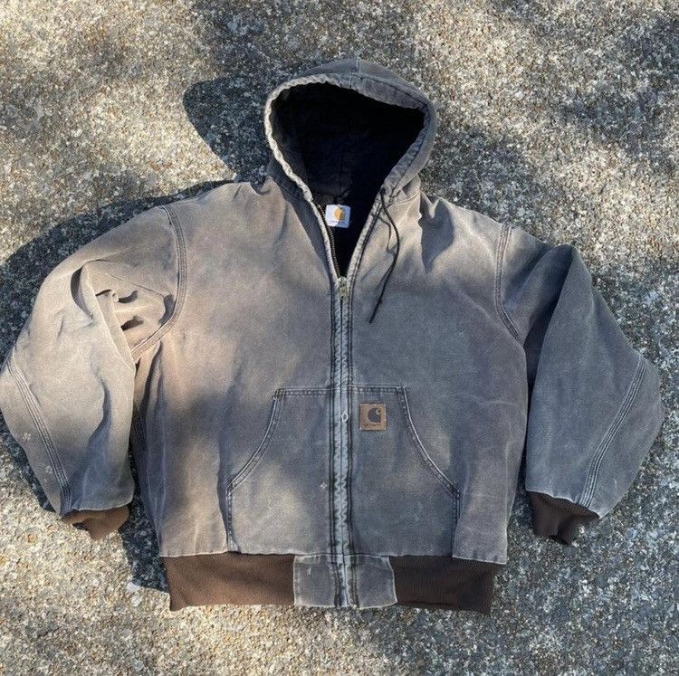 Carhartt × Vintage Vintage Faded Mocha Brown Carhartt Hooded Jacket ...