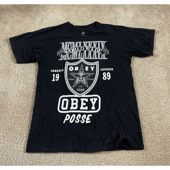 Obey Obey Posse 1989 World Wide Street Savage Black T Shirt Men’s Sz M ...