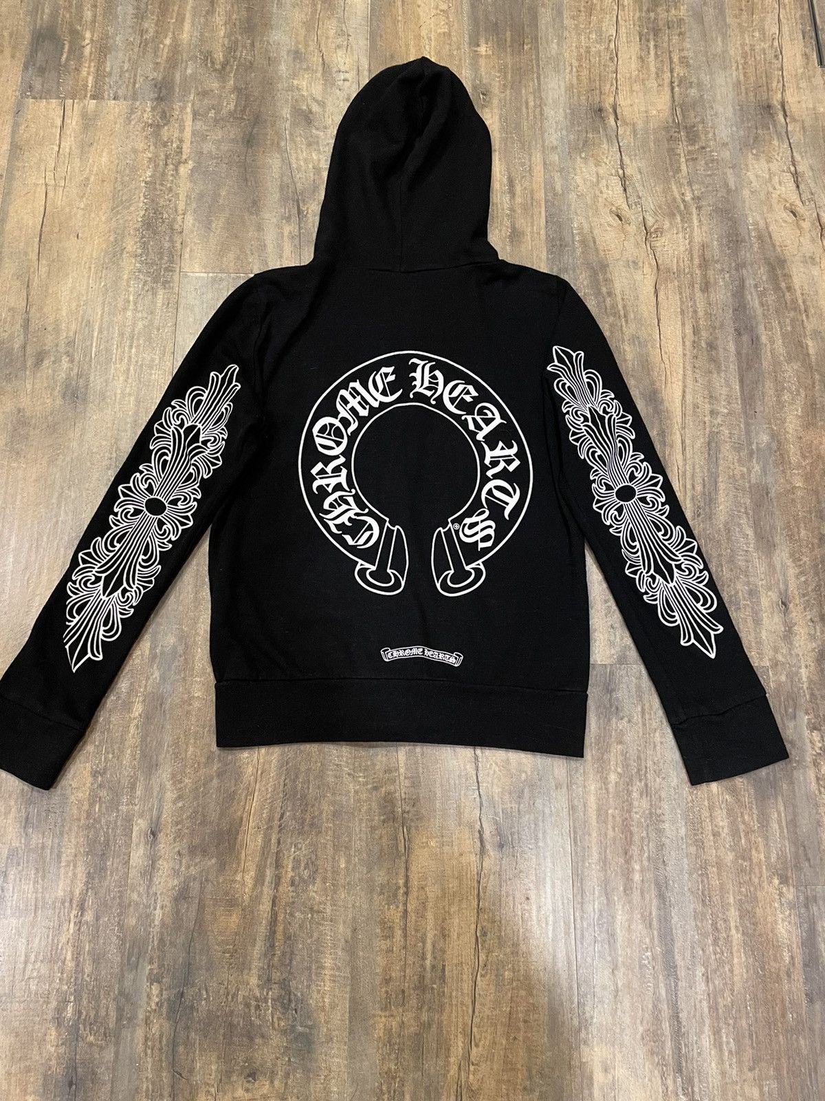Chrome Hearts RARE Chrome Hearts Floral Horseshoe Logo Black Zip Up ...