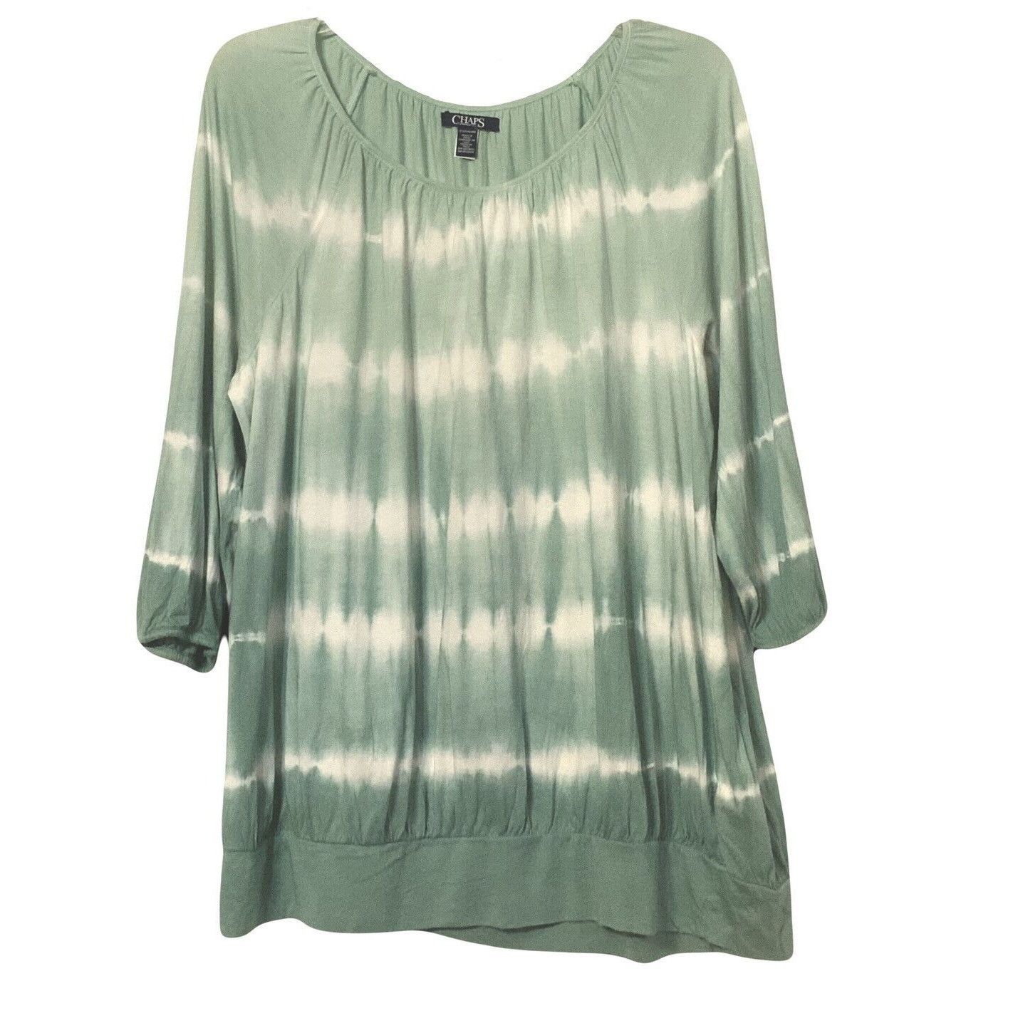 Chaps Chaps Blouse Womens Plus Size 2X Green White Tie Dye Woven T ...