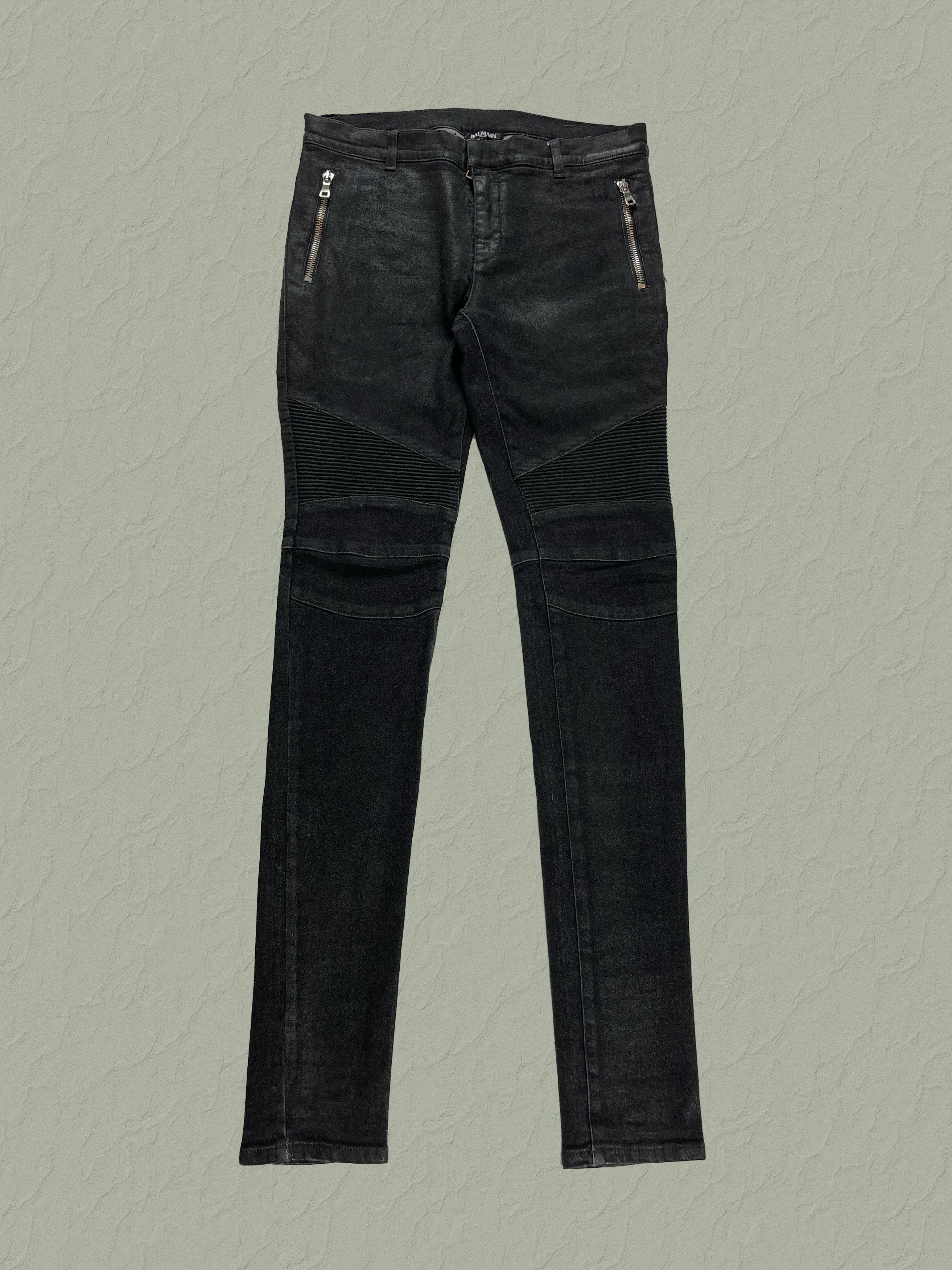 Balmain Balmain Black Waxed Biker Jeans | Grailed