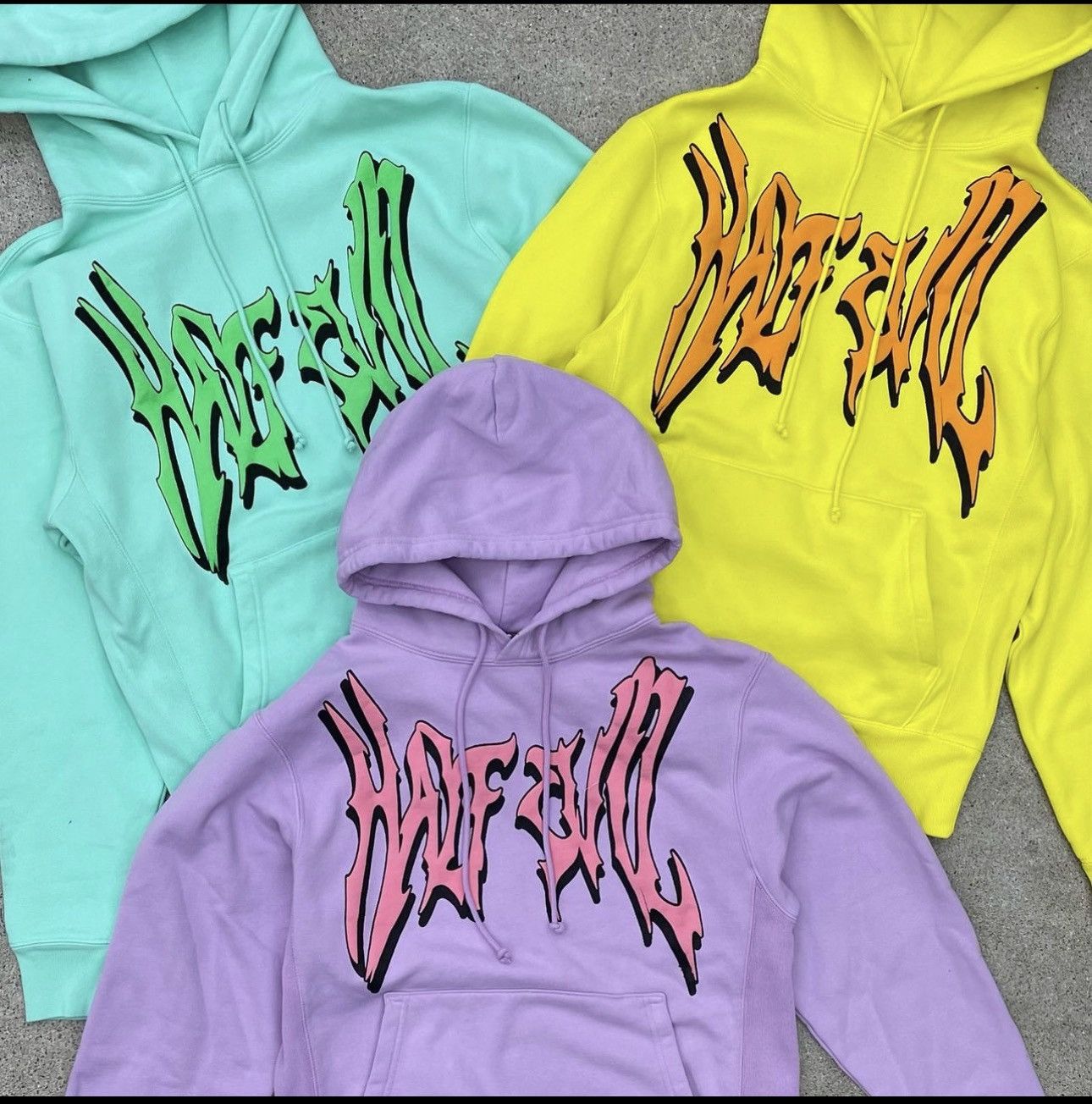 Half Evil × Streetwear Half evil Yellow SPRING PUFF PRINT HOODIE | Grailed