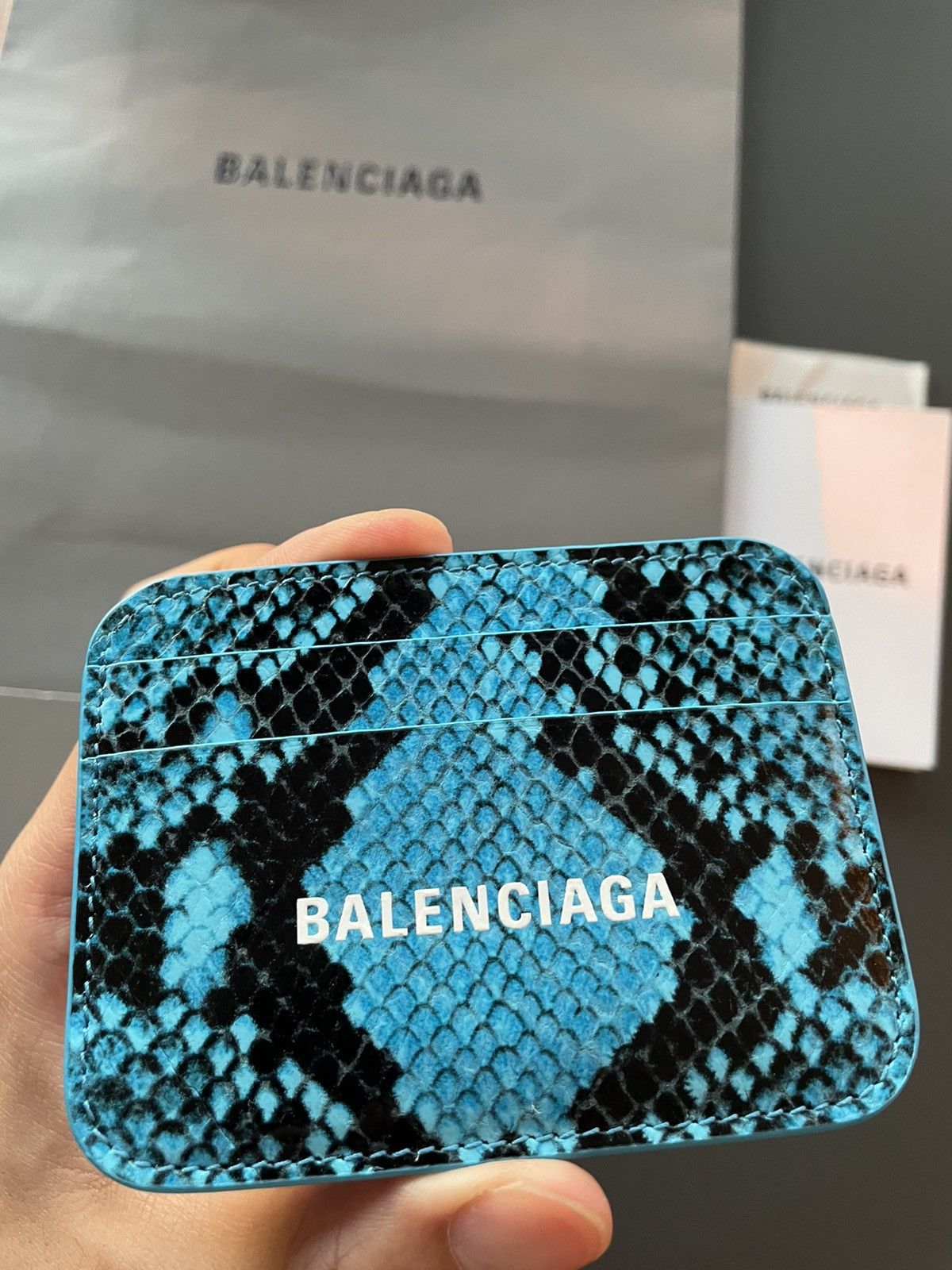 Balenciaga Runway Rare Brand New Python Print Calf Leather Card Holder ...