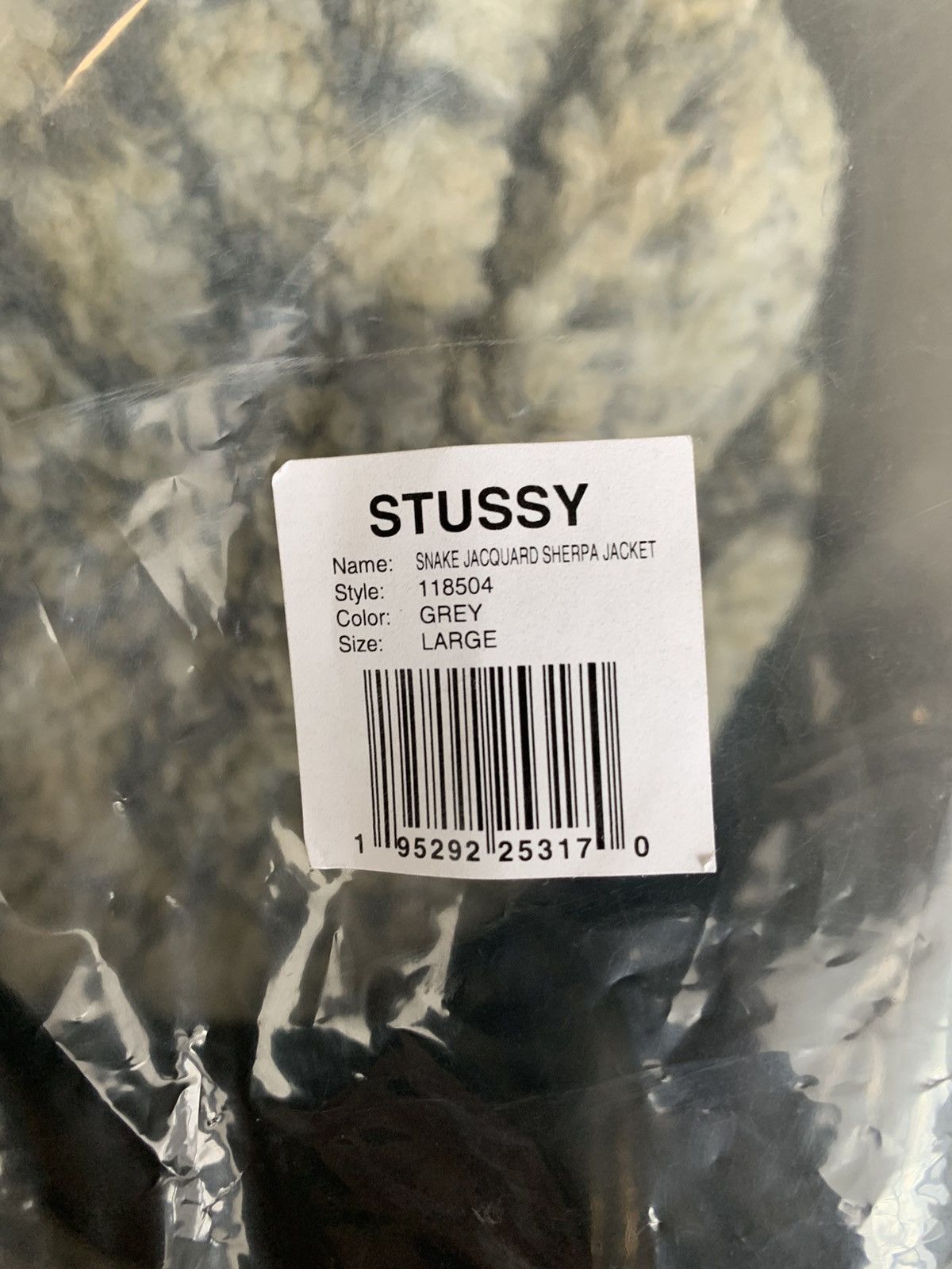 Stussy Stussy Snake Jacquard Sherpa Fleece Reversible Jacket Gray | Grailed