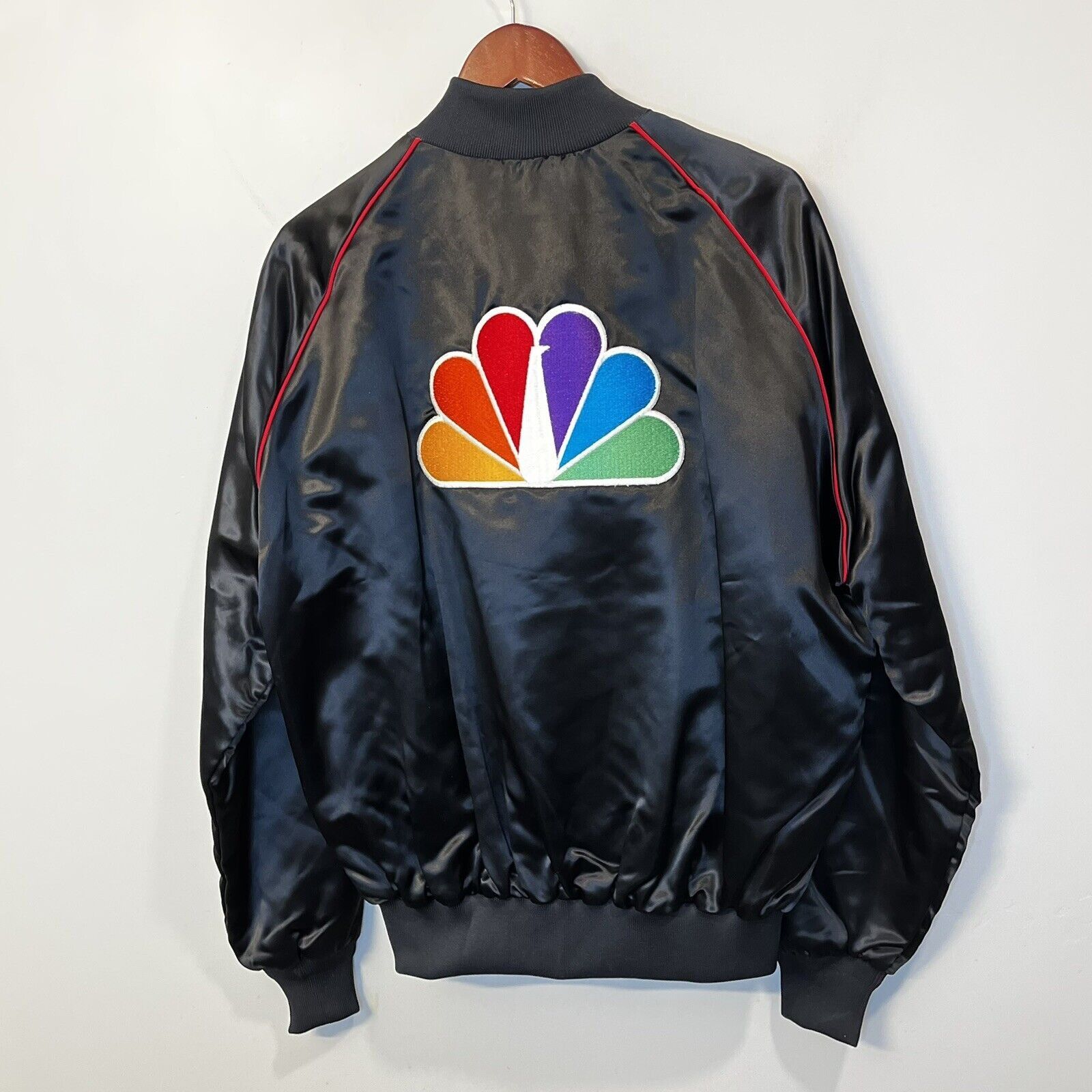 Vintage Vintage Peacock NBC TV Employee Satin Bomber Jacket | Grailed